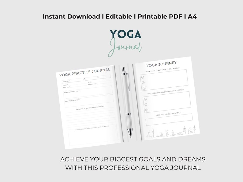Yoga Journal Printable | Digital Mindfulness Planner | Reflection Pages ...