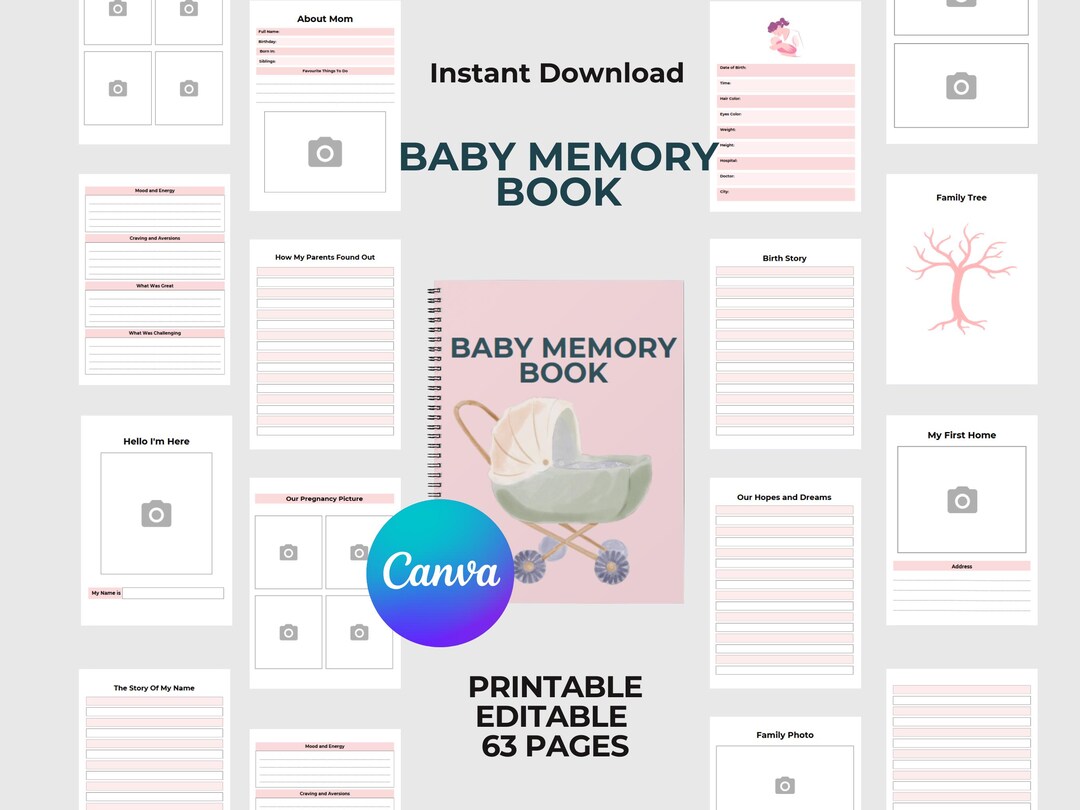 Baby Memory Book Personalized , Customizable Baby Keepsake Journal ...