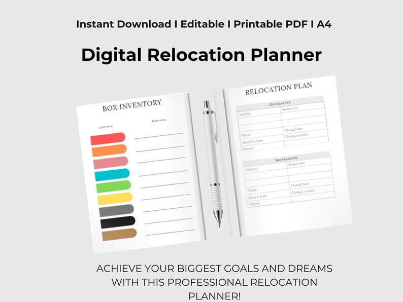 Relocation Planner Printable and Editable Canva Templates Moving ...