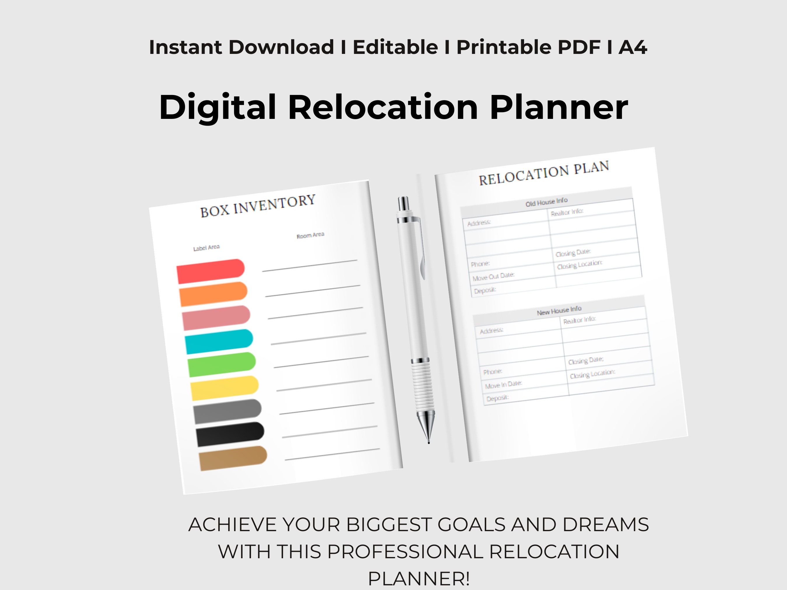 Relocation Planner Printable and Editable Canva Templates Moving ...