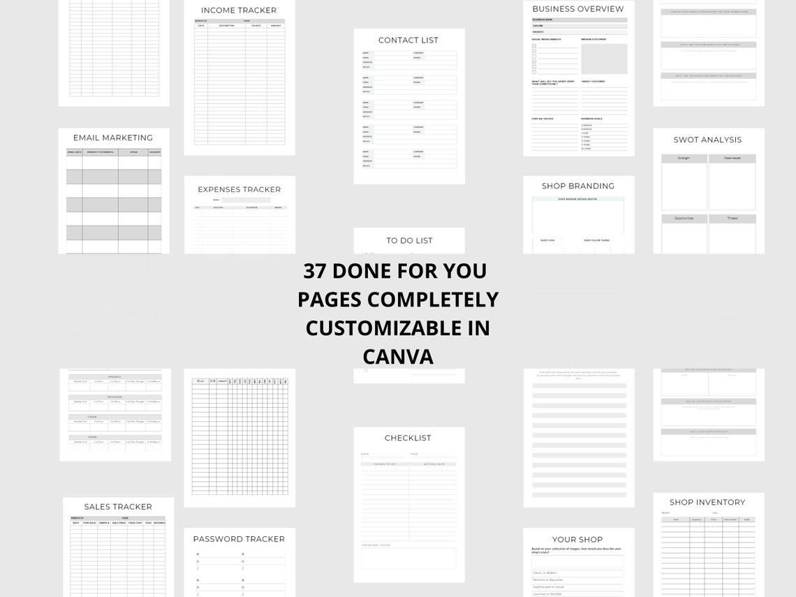 Online Shop Planner Printable Business Plan Online Seller Planner Small ...