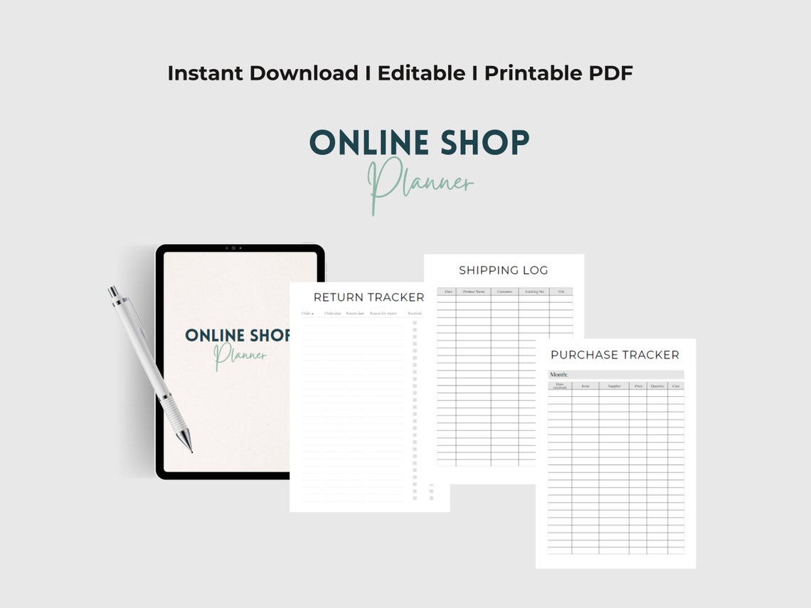 Online Shop Planner Printable Business Plan Online Seller Planner Small ...