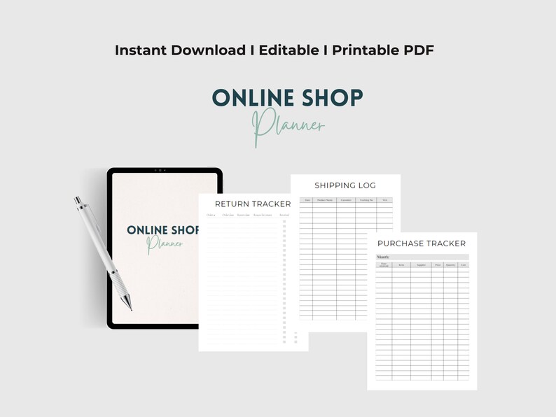 Online Shop Planner Printable Business Plan Online Seller Planner Small ...