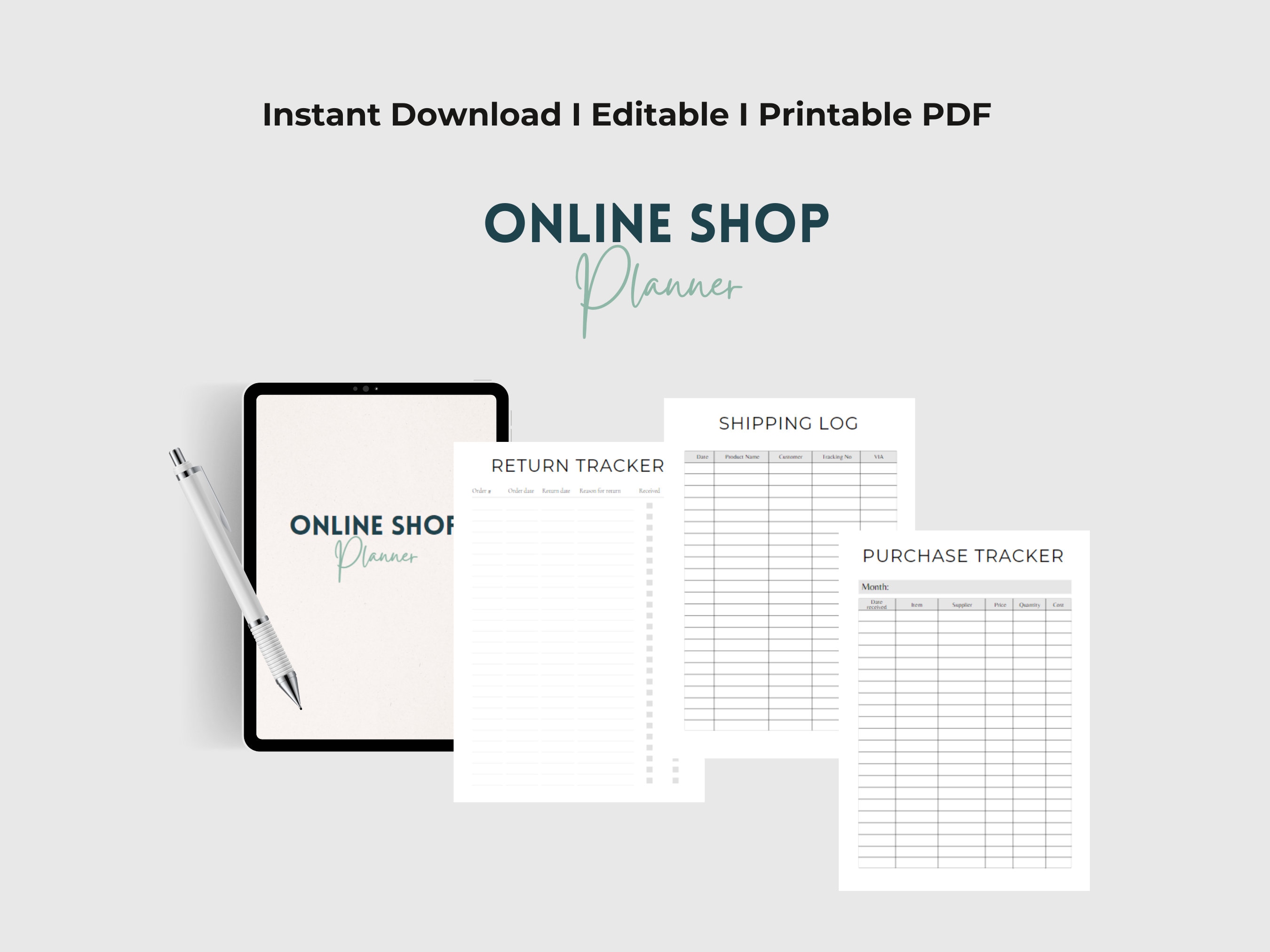 Online Shop Planner Printable Business Plan Online Seller Planner Small ...