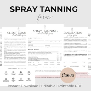 Spray Tan Forms Editable Spray Tan Templates Spray Tanning Consultation ...