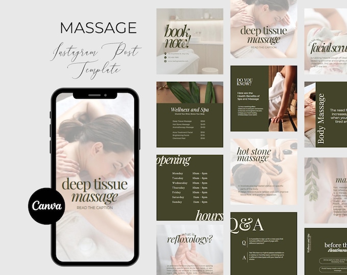 Massage Therapist Instagram Post Templates |esthetician Social Media ...