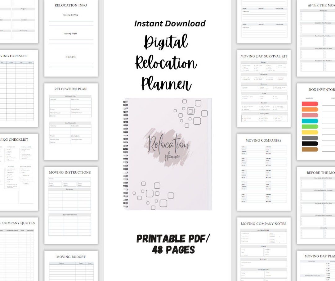 Relocation Planner Printable and Editable Canva Templates Moving ...