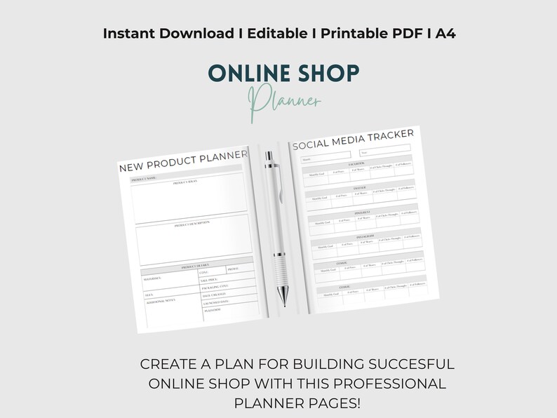 Online Shop Planner Printable Business Plan Online Seller Planner Small ...