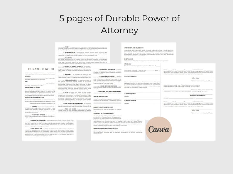 Printable Durable Power of Attorney Template Durable Power of Attorney ...