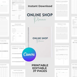 Online Shop Planner Printable Business Plan Online Seller Planner Small ...
