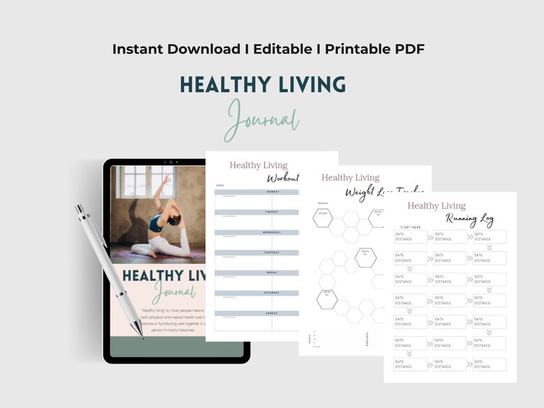 Healthy Living Planner Printable Healthy Lifestyle Tracker Fitness ...