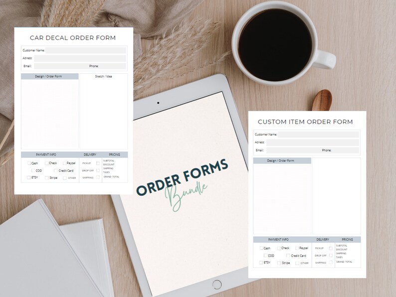 Fillable Order Forms Bundle, Printable Small Business Forms, T-shirt ...