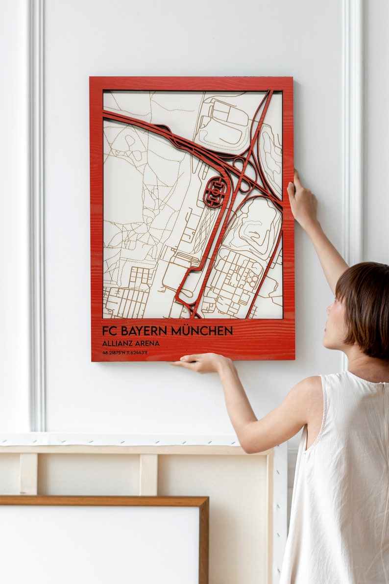 Personalized FC Bayern München Stadium Map - Football Wall Decor - Multilayered 3D Wood Wall Art ...
