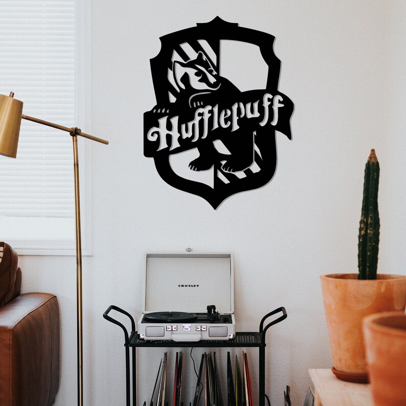 Hufflepuff Hogwarts School Houses Wood Wall Art Wizard Wall Decor Harry ...