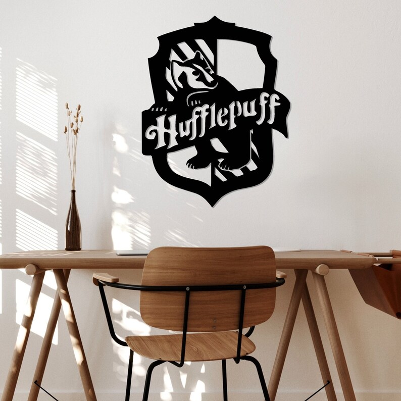 Hufflepuff Hogwarts School Houses Wood Wall Art Wizard Wall Decor Harry ...