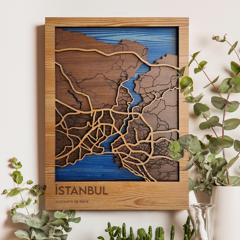Personalized ISTANBUL City Map - Wall Decor - Multilayered 3D Wood Wall ...