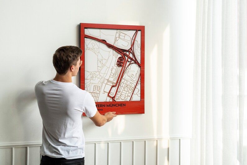 Personalized FC Bayern München Stadium Map - Football Wall Decor - Multilayered 3D Wood Wall Art ...
