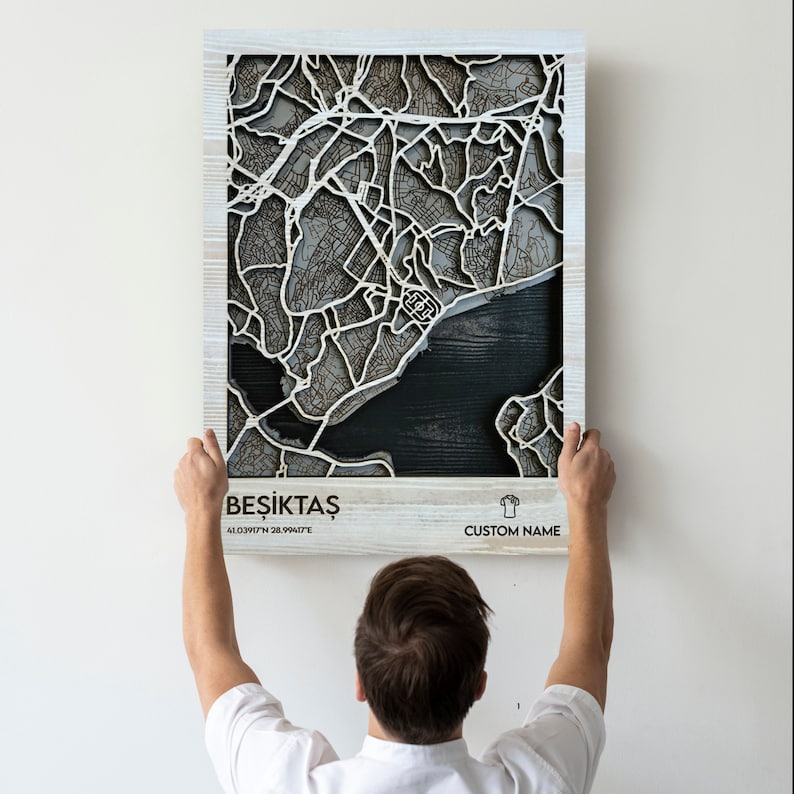 Personalized Besiktas FC Stadium Map Football Wall Decor Multilayered ...