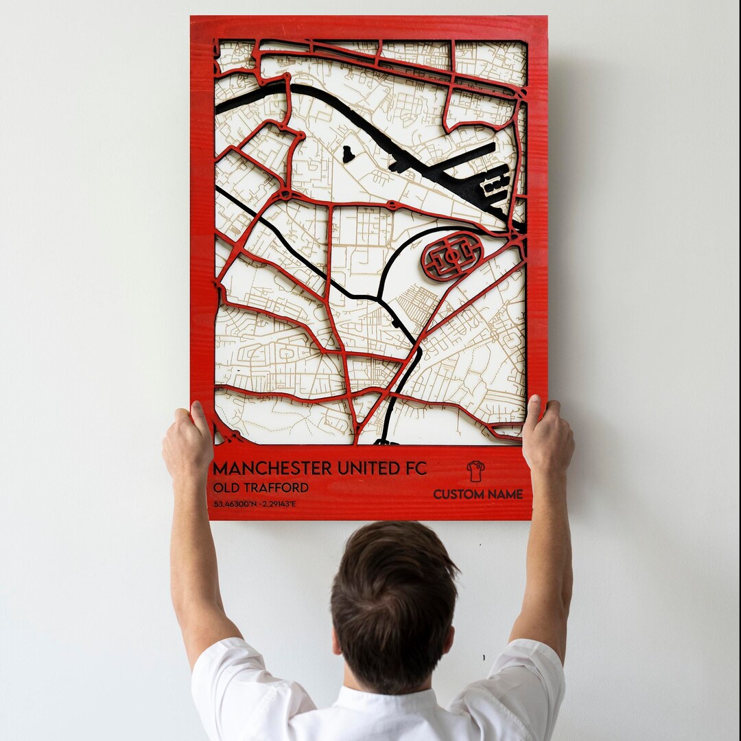 Personalized Manchester United Stadium Map - Football Wall Decor ...