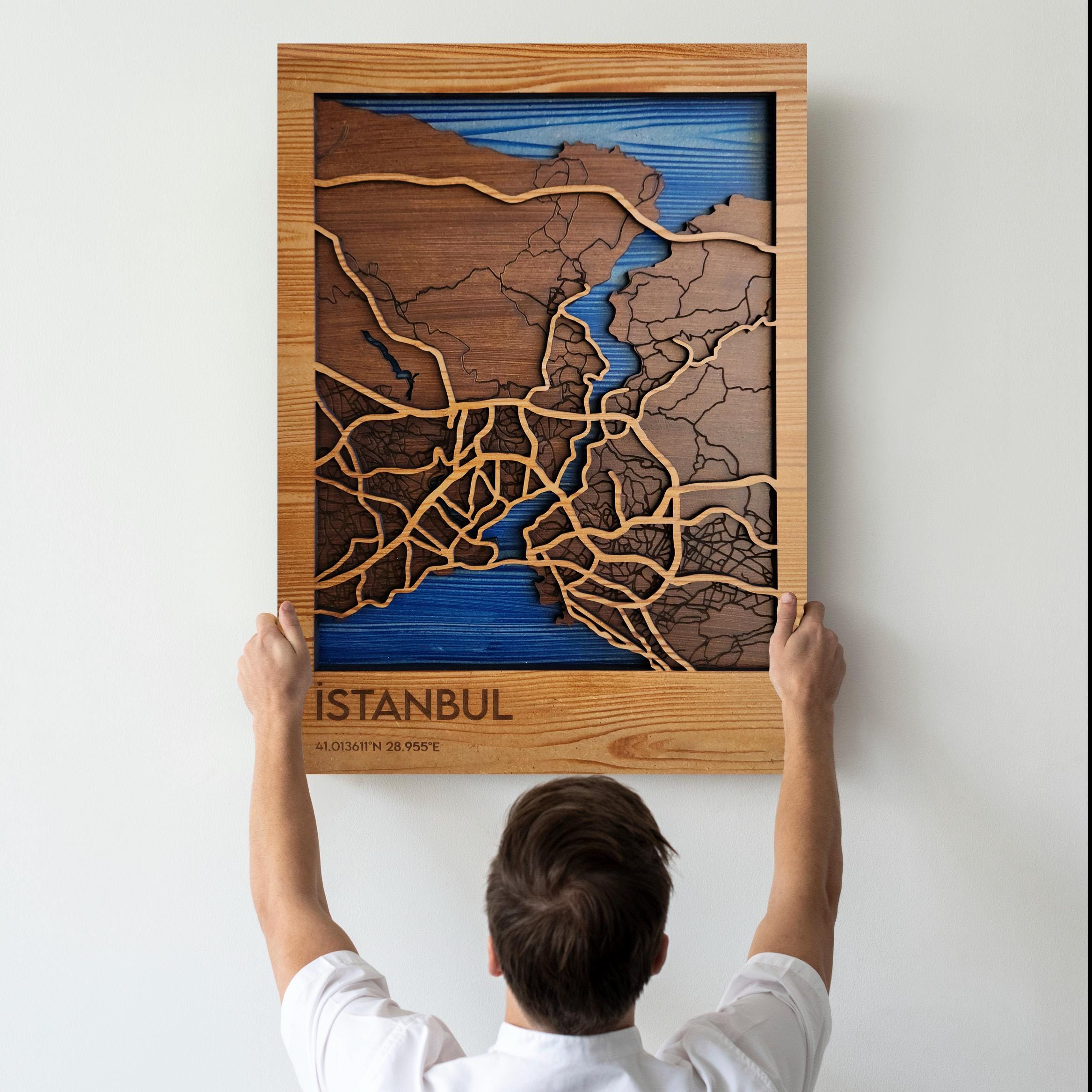 Personalized ISTANBUL City Map - Wall Decor - Multilayered 3D Wood Wall ...