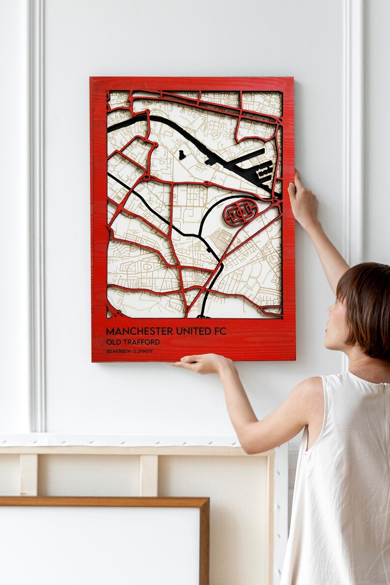 Personalized Manchester United Stadium Map - Football Wall Decor ...