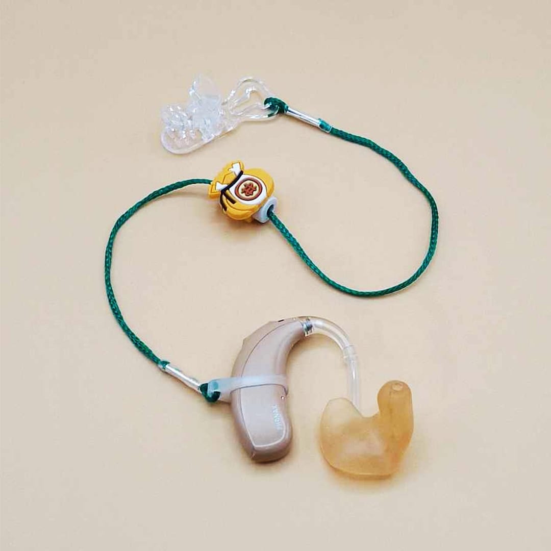 Green Single Retention Cord Black Clip Cochlear Implant Hearing Aid ...