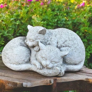 Concrete Cats Friends Cat Home Decor Stone Cat With Kitten Sleeping Cat ...