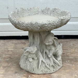 Massive Birds Bath Statue Detailed Birds Water Bowl With Rabbits Stone ...