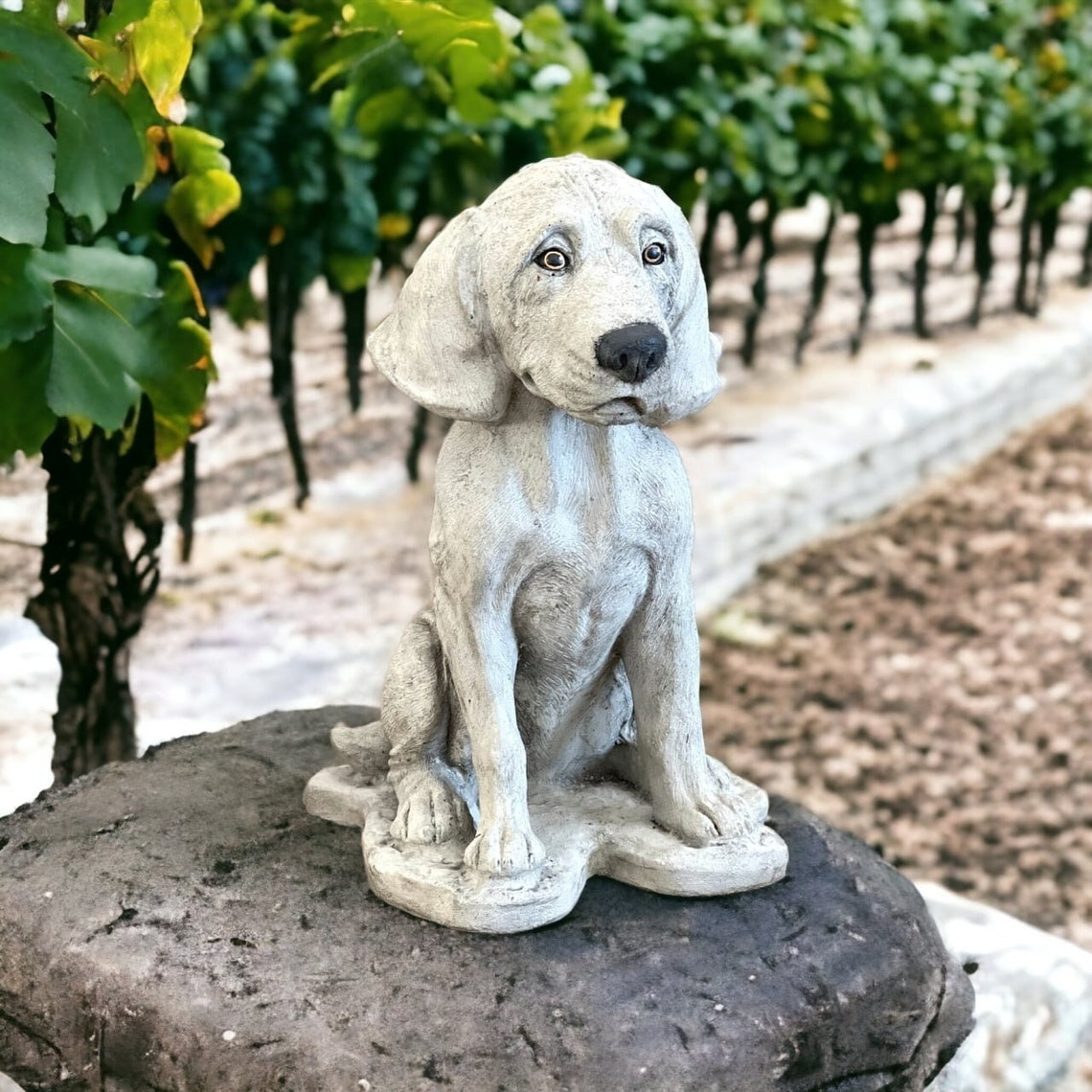 Garden Beagle Outdoor Sculpture Concrete Sitting Dog Figure Pet ...