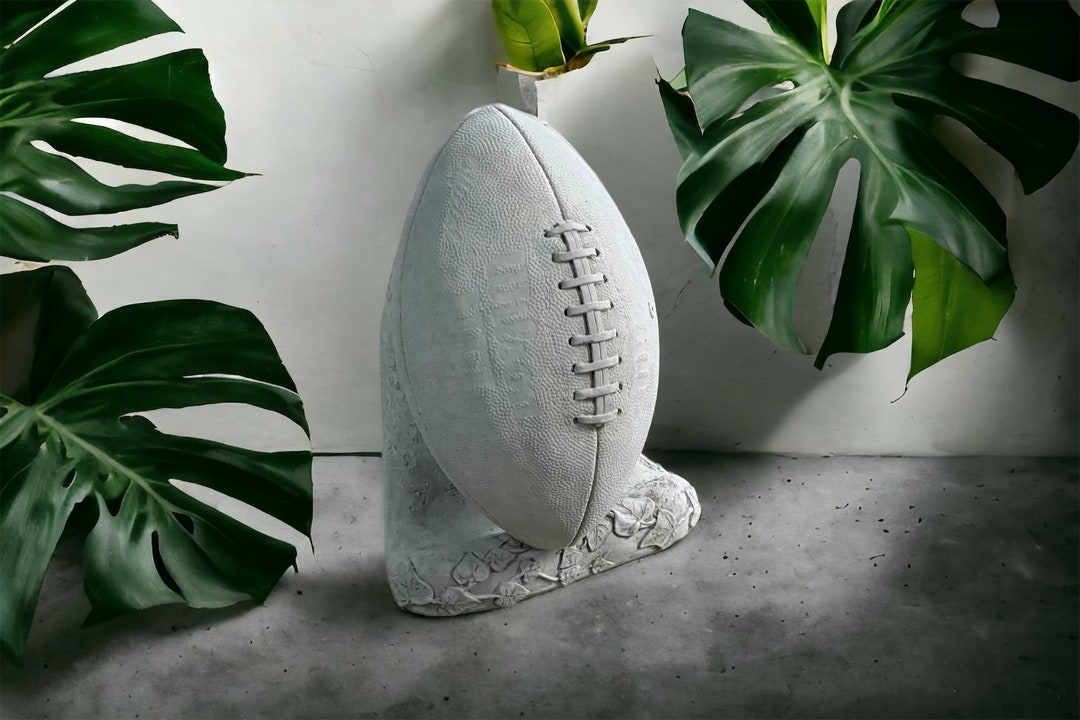 Cement Football Ball on Stand Figurine Concrete Soccer Style Decoration ...