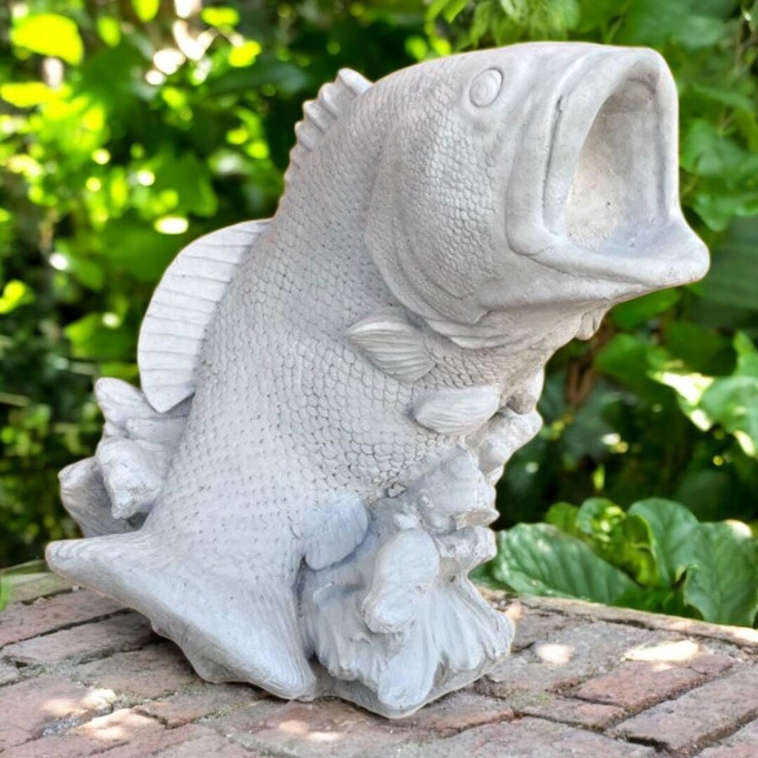Fish With Open Mouth Concrete Fish Figurine Pond Decor Sea Fish Statue ...
