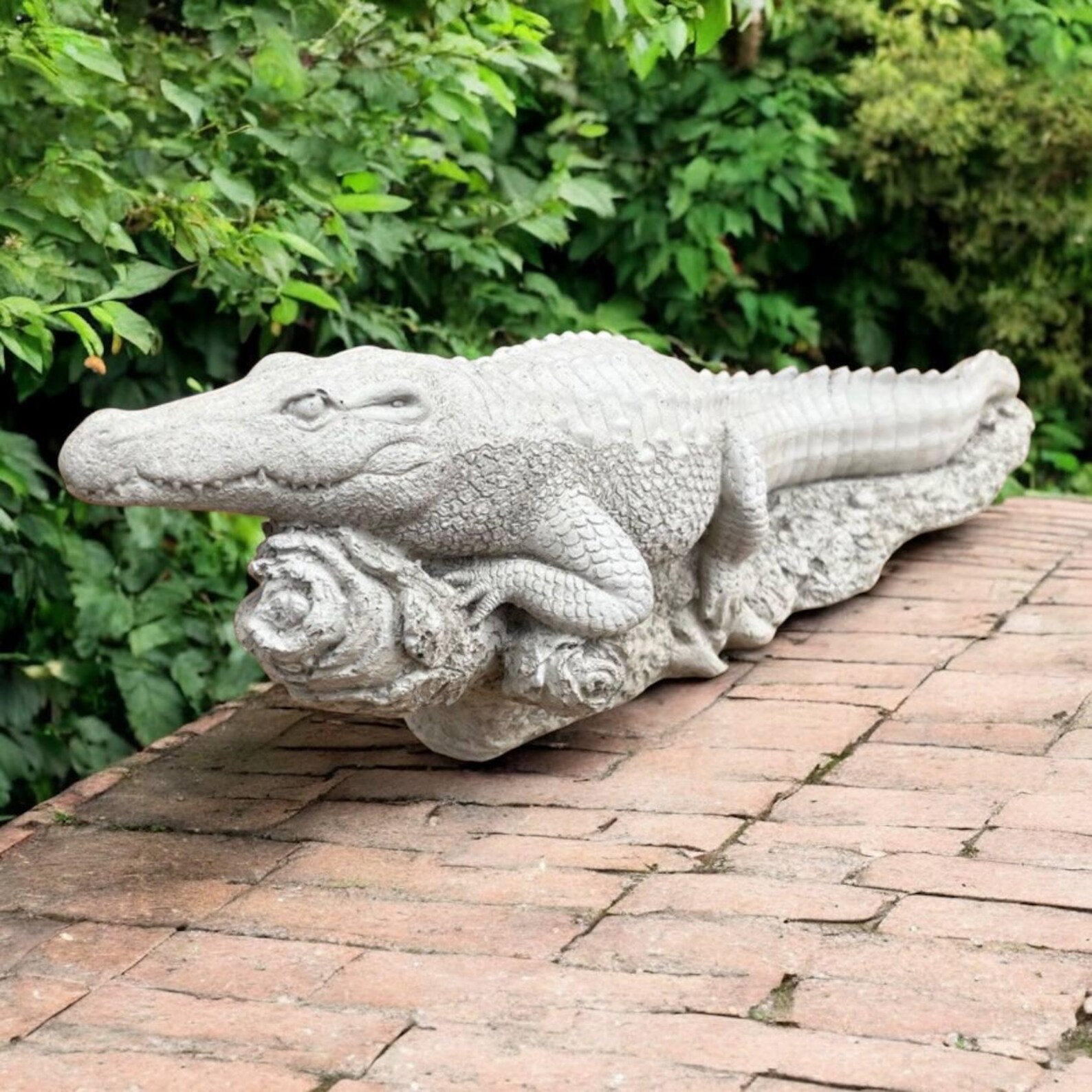 Concrete Alligator Sculpture Stone Animal Figure Alligator on Branch ...