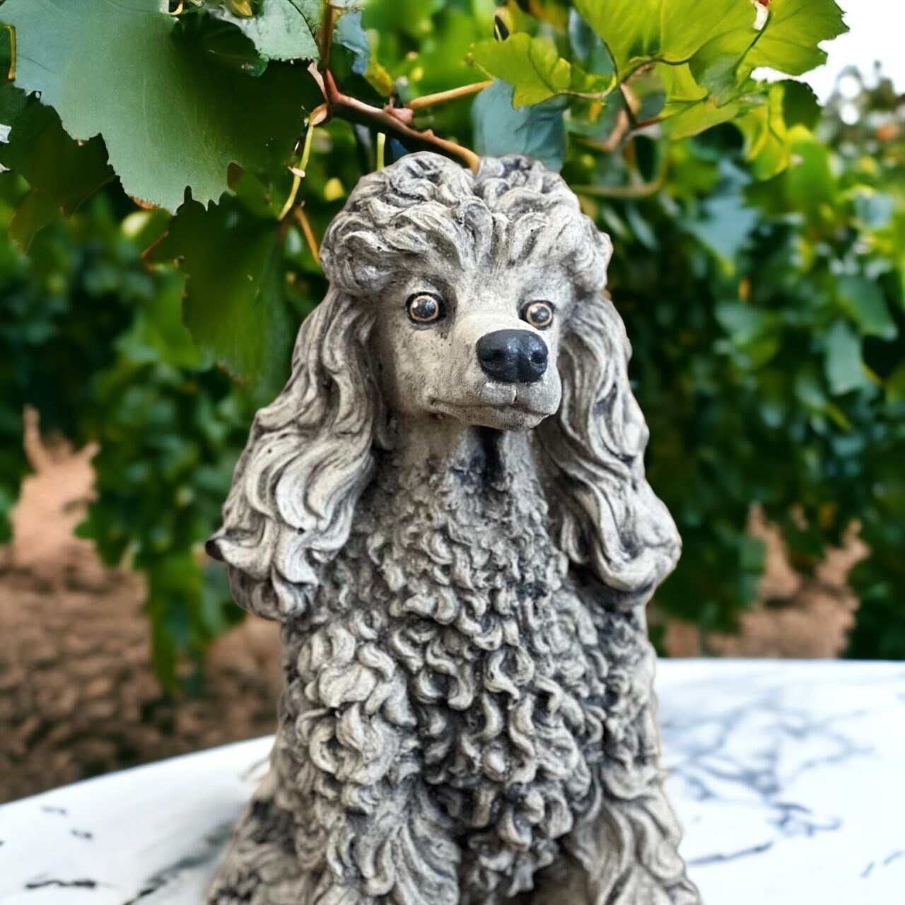 Realistic Poodle Dog Statue Concrete Dog Figurines Outdoor Garden ...