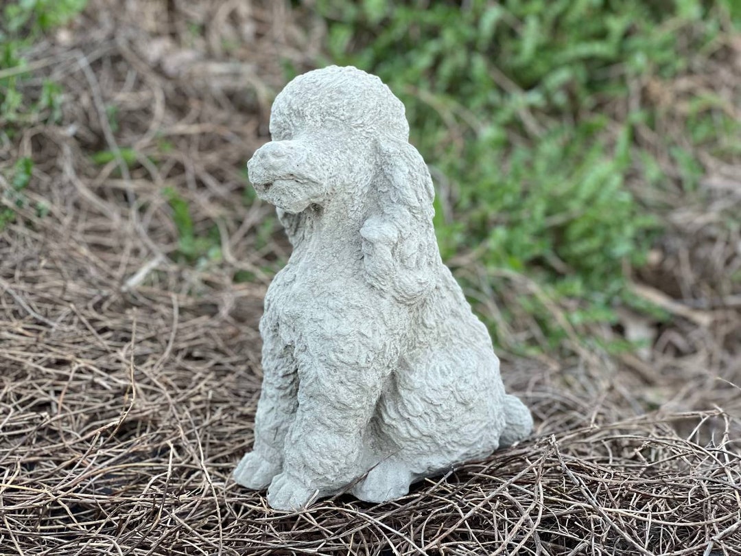 Realistic Poodle Memorial Concrete Dog Figure Cement Garden Pet Decor ...