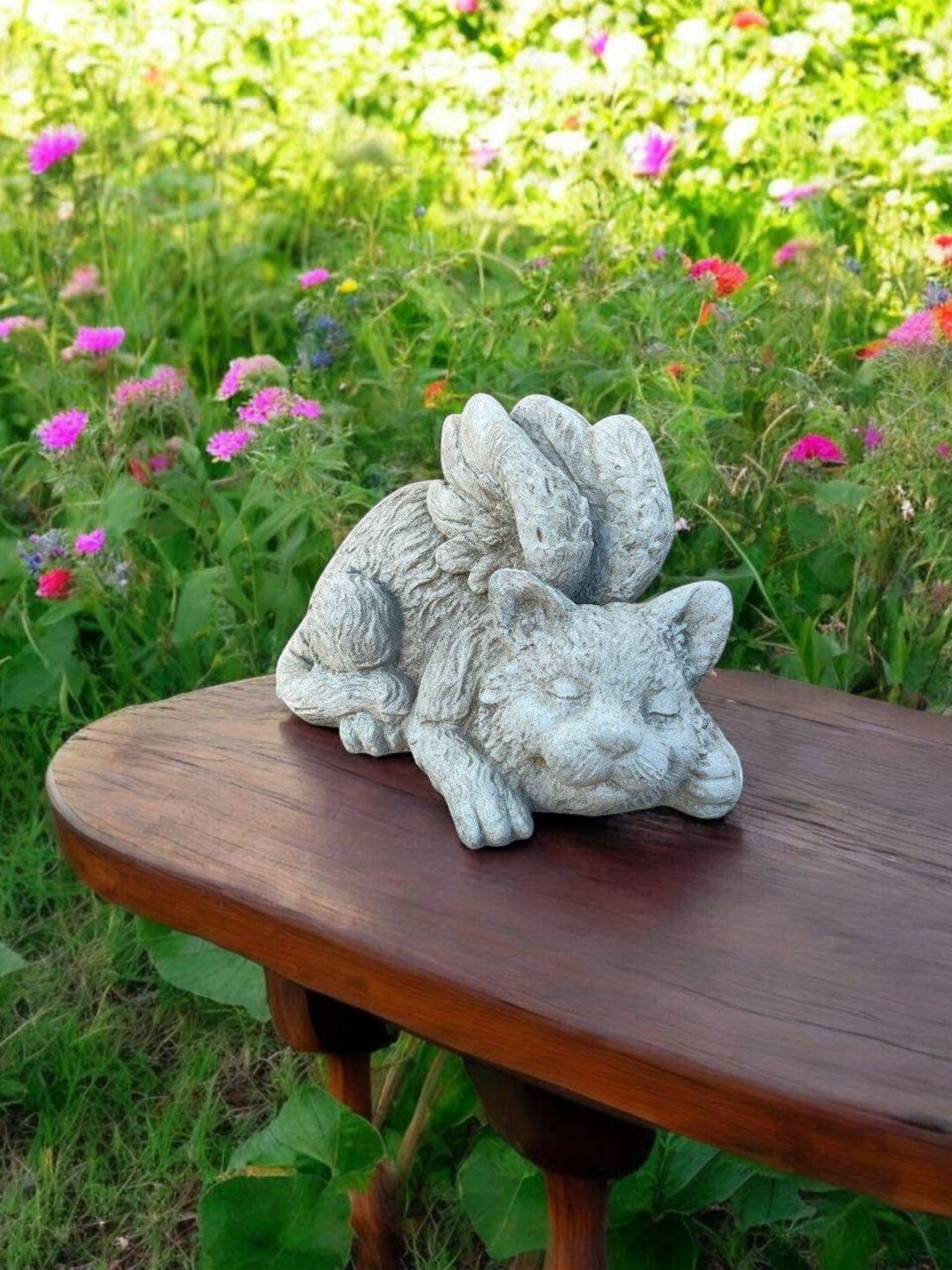 Concrete Cat Angel Statue Cat Sculpture Pet Loss Gift Cat Memorial ...