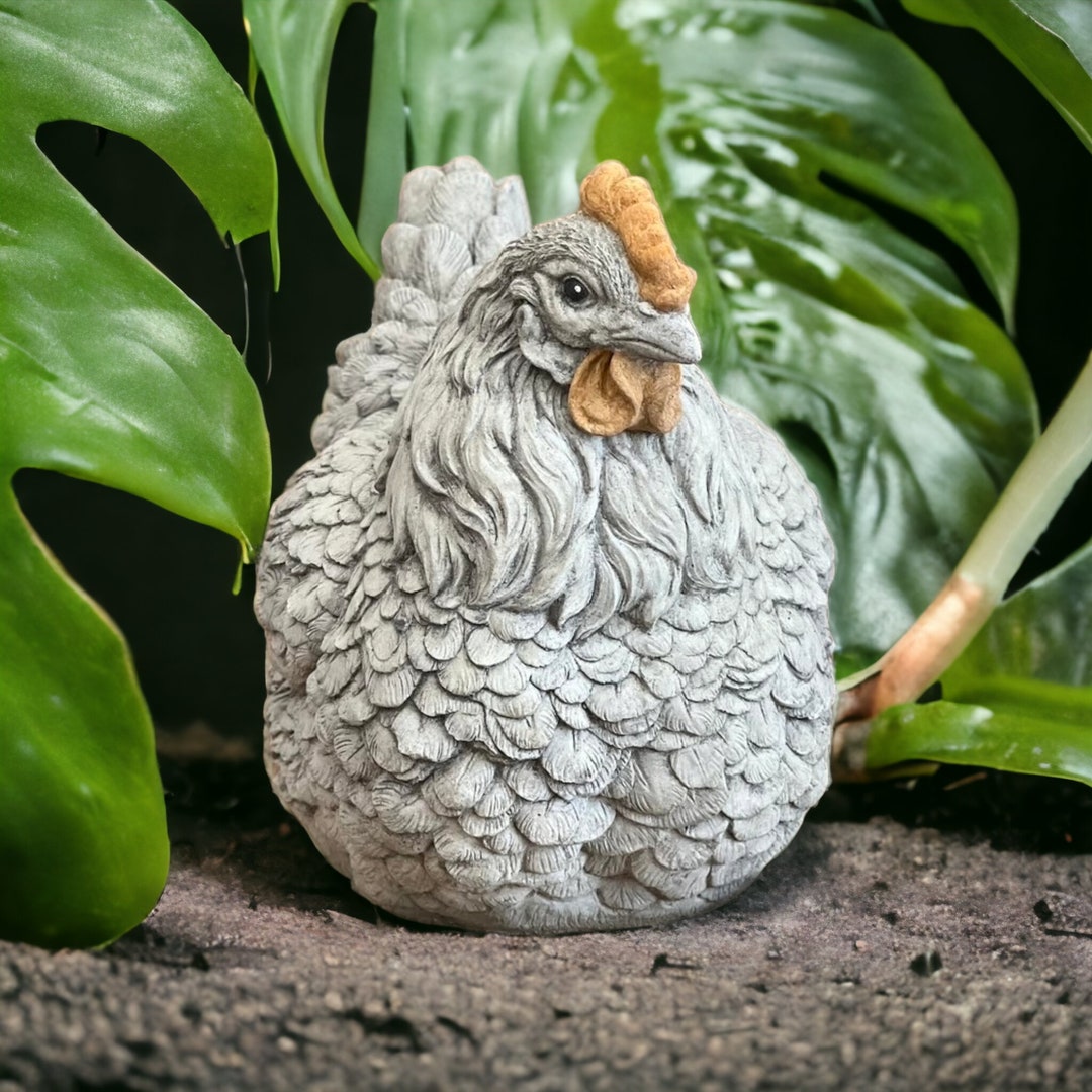 Realistic Chicken Figurine Concrete Cockerel Statue Cement Farmhouse ...