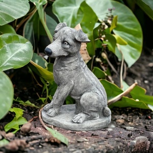 Stone Jack Russell Terrier Dog Statue Cement Painted Sitting Puppy ...
