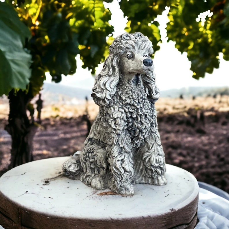Realistic Poodle Dog Statue Concrete Dog Figurines Outdoor Garden ...