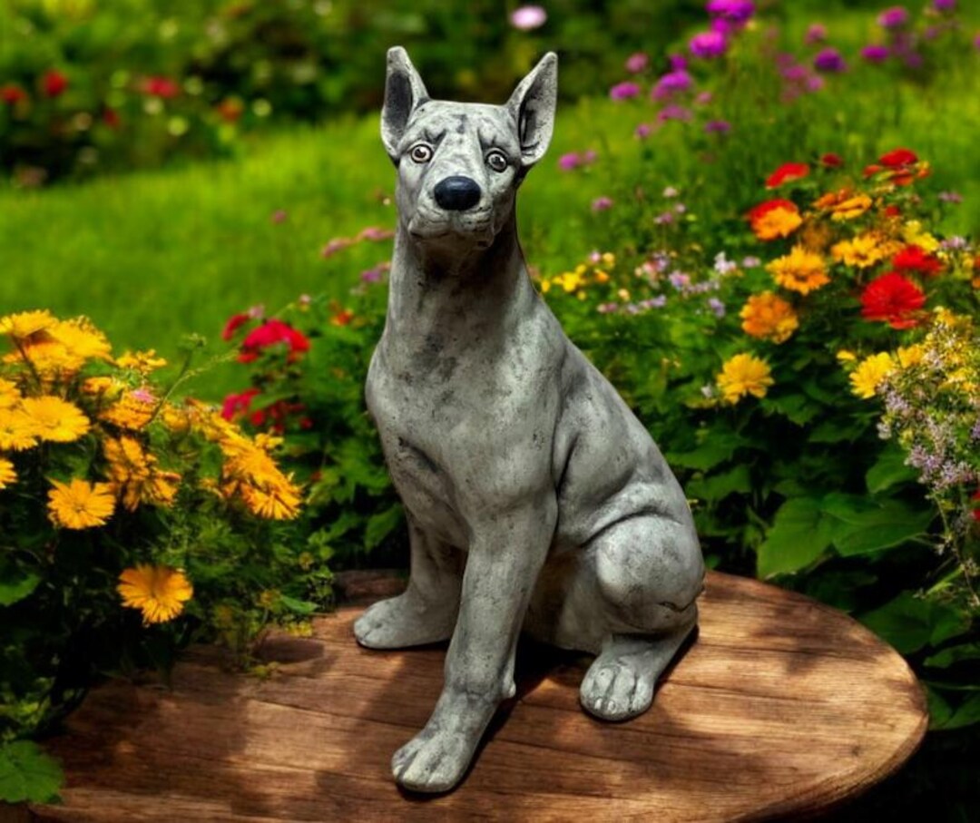 Sitting Pinscher Dog Figurine Realistic Doberman Dog Statue Pet ...
