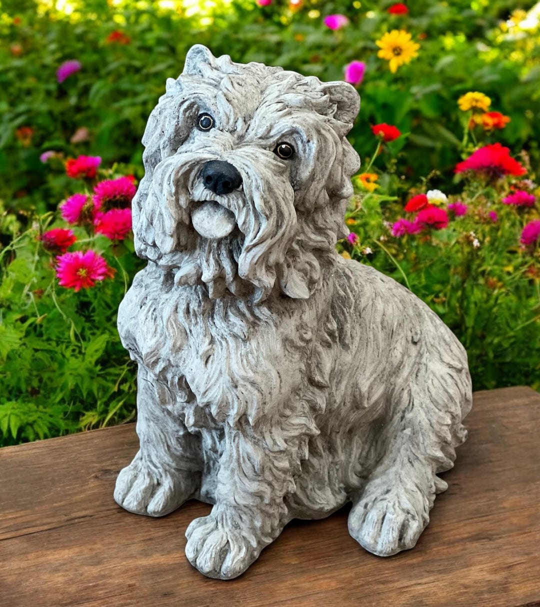 Yard Maltese Dog Sculpture Backyard Maltese Memorial Figure Concrete ...