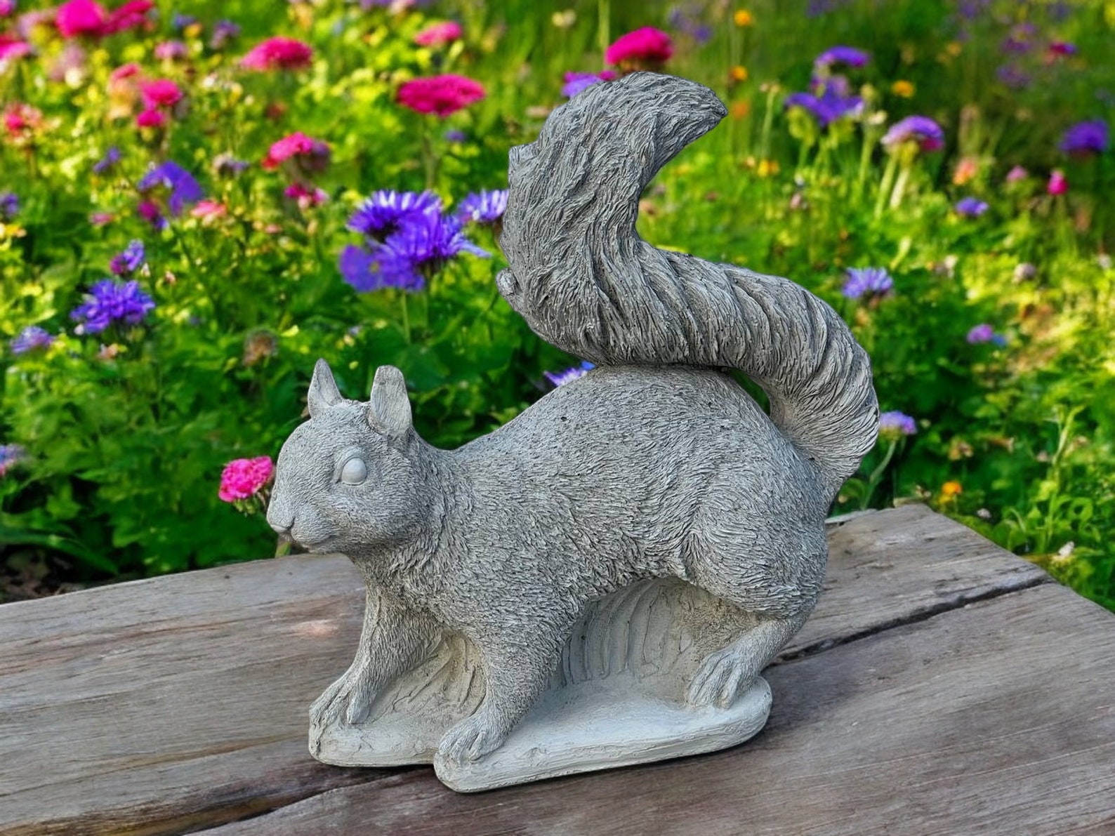 Concrete Squirrel Sculpture Yard Wild Animal Figure Backyard Scampering ...