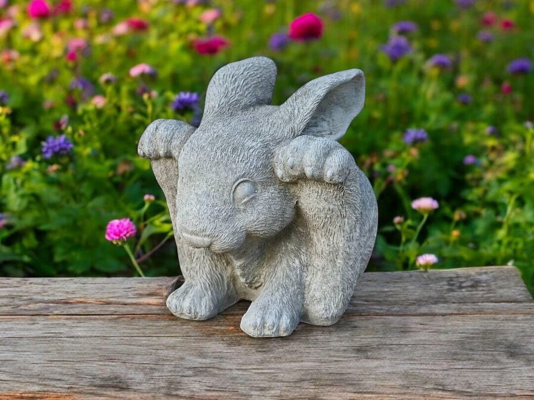 Backyard Bunny Sculpture Lawn Animal Ornament Beton Rabbit Gift Statue ...