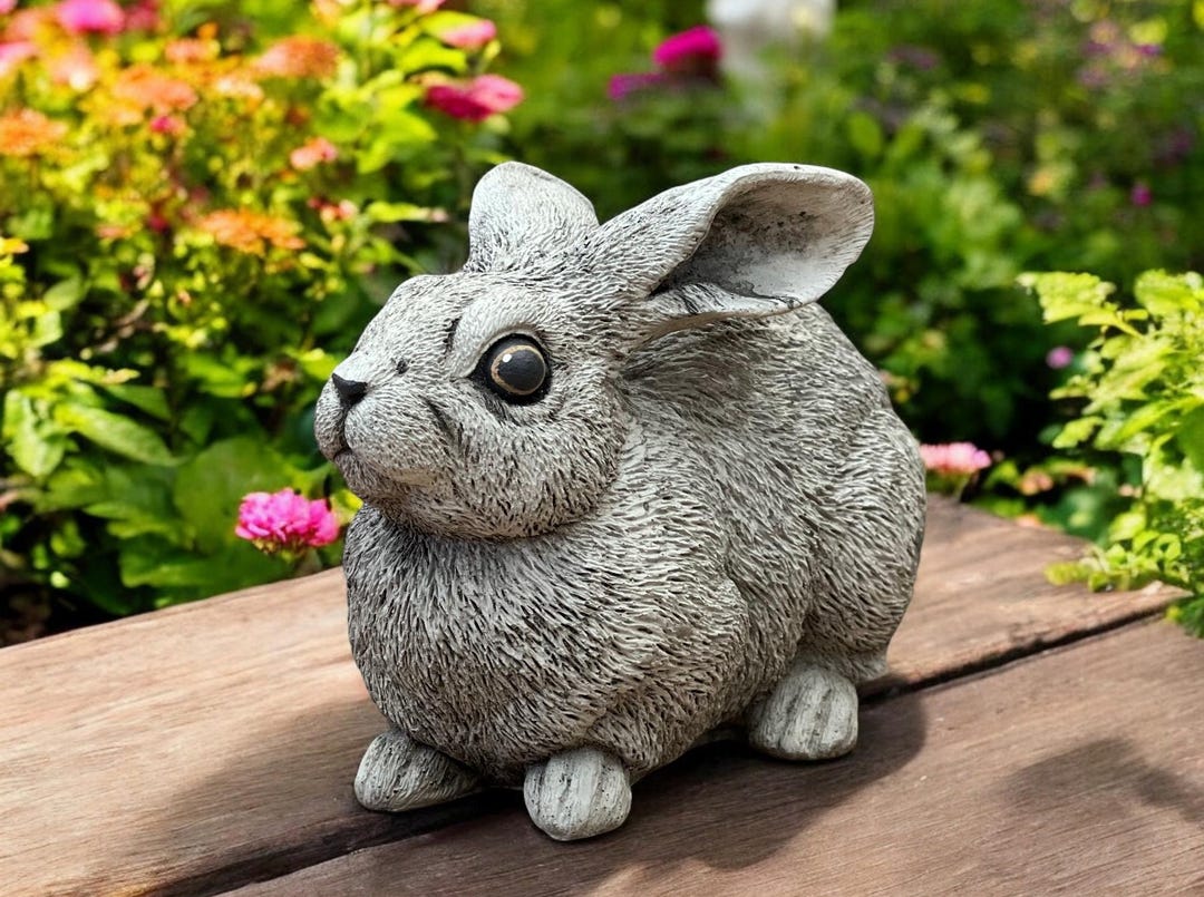 Outdoor Rabbit Sculpture Sitting Easter Bunny Figure Garden Stone ...