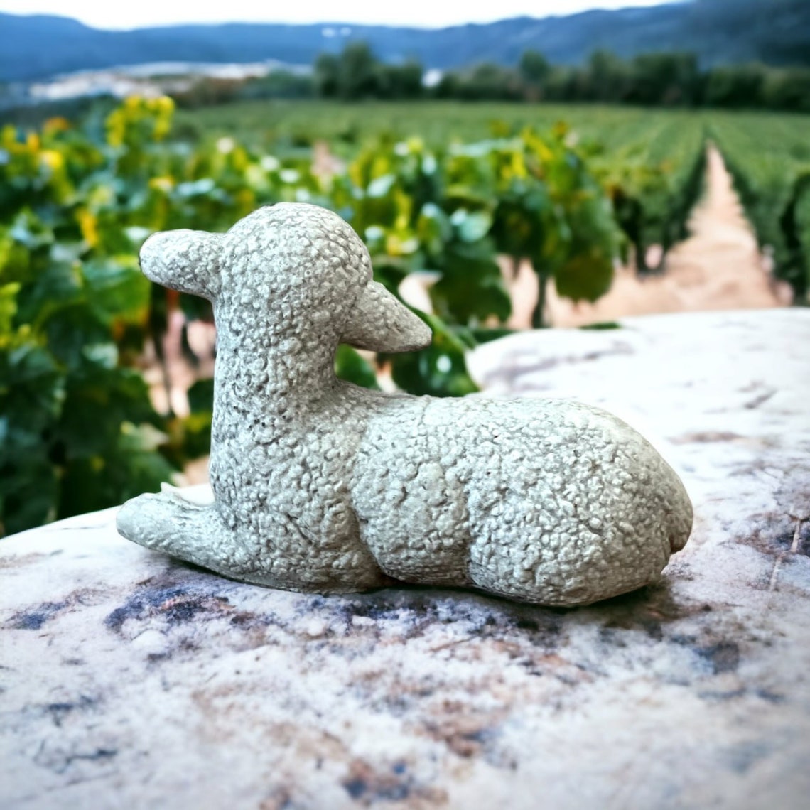 Concrete Lamb Outdoor Sculpture Realistic Farm Animal Figurine Stone ...