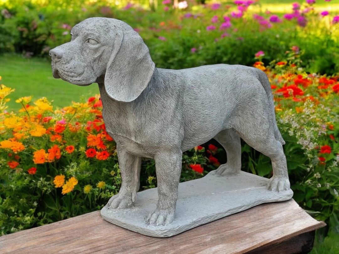 Standing Beagle Dog on Base Figure Massive Cement Pet Sculpture Large ...