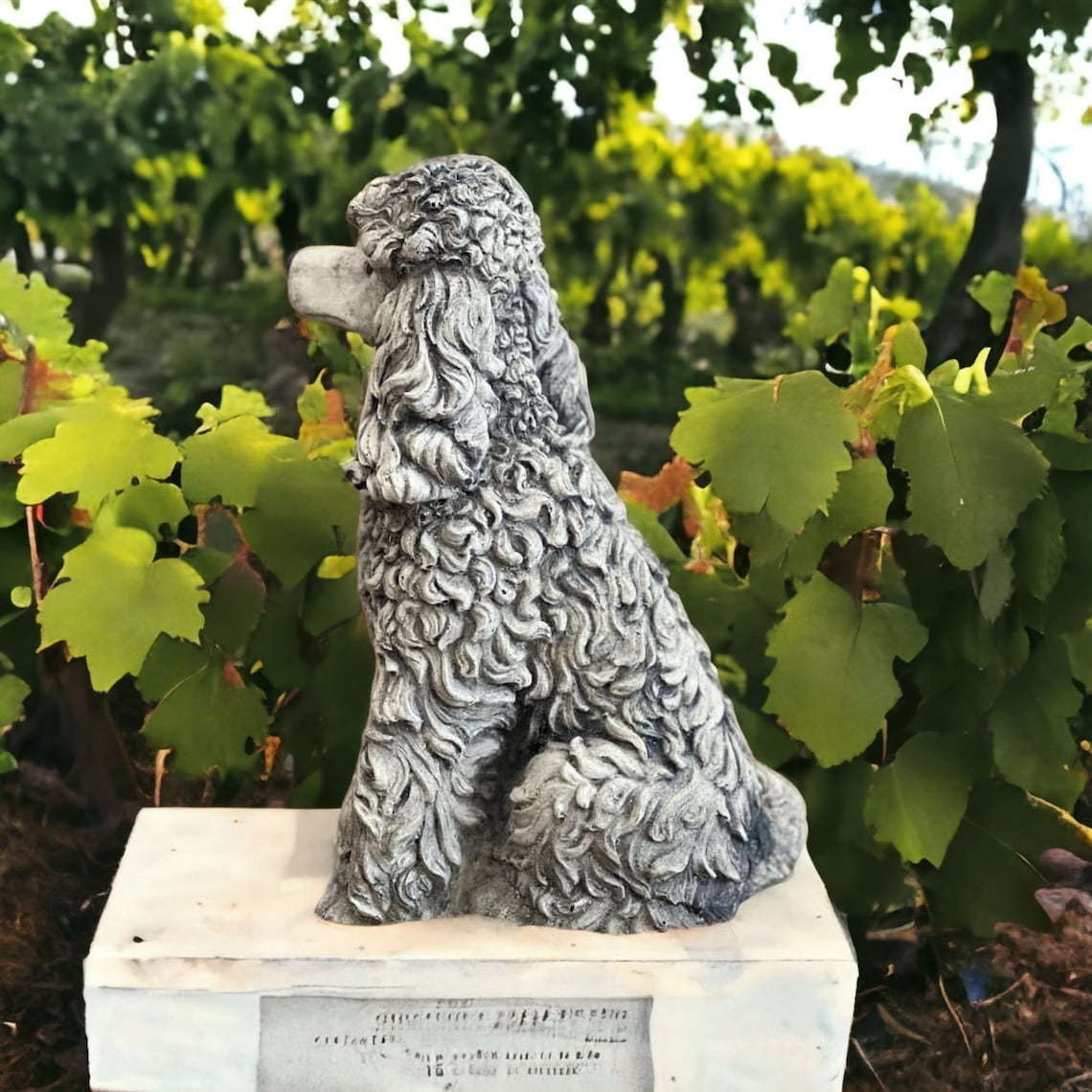 Realistic Poodle Dog Statue Concrete Dog Figurines Outdoor Garden ...