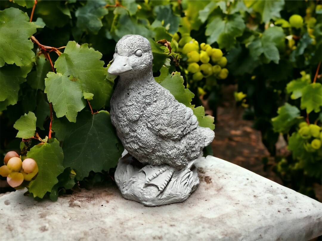 Cement Standing Duck Statue Garden Ducking on Base Figure Stone Farm ...