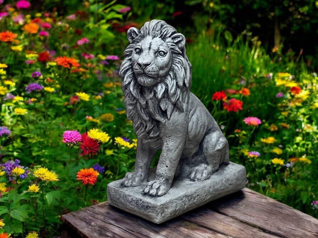 Beton Lion Statue Detailed Front Door Sculpture Lion Yard Decoration ...