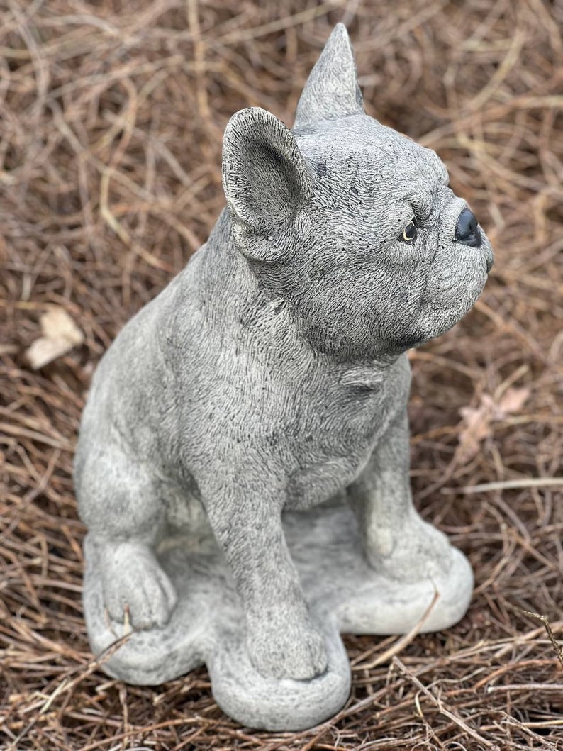 French Bulldog Figure Concrete Dog Statue for Garden Decoration Stone ...