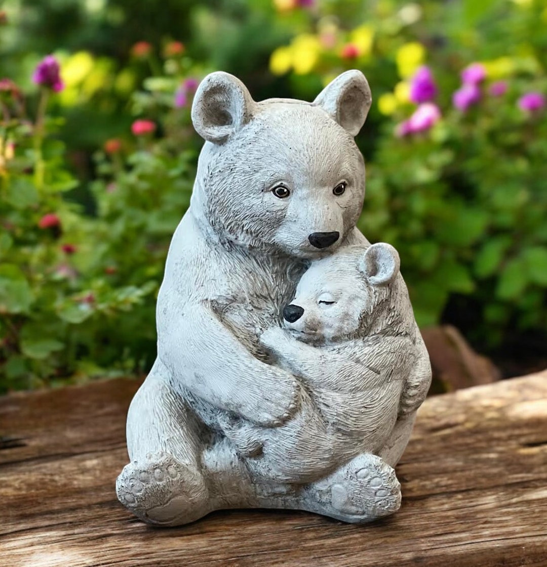 Cement Two Pandas Sculpture Outdoor Two Bears Figure Concrete Pair Wild ...